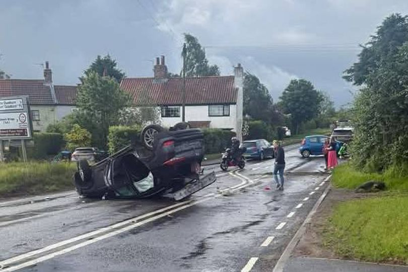 Calls for speed limit cut after car overturns in North Yorkshire village
