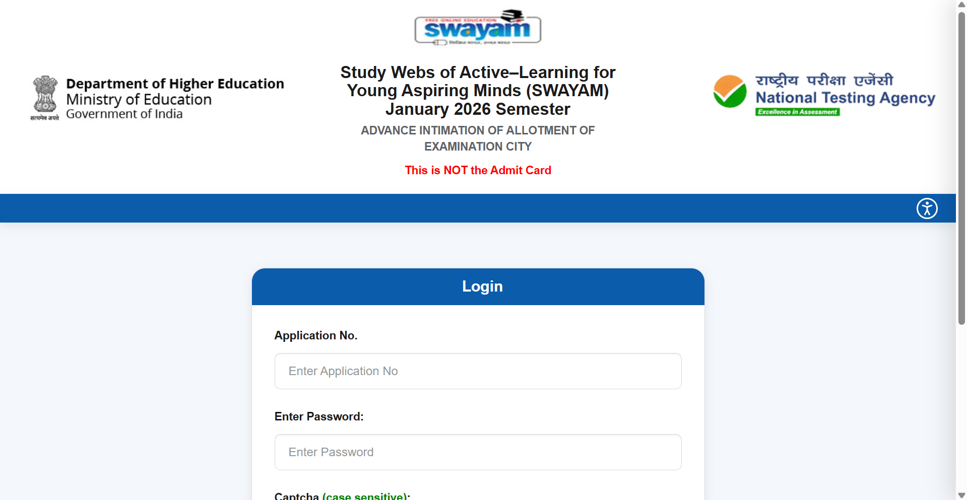 SWAYAM January 2026 exam: Advance city intimation slip released, direct ...