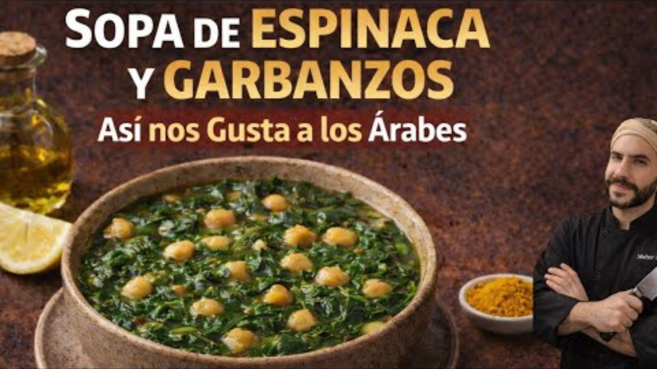 Sopa de espinaca y garbanzos casera