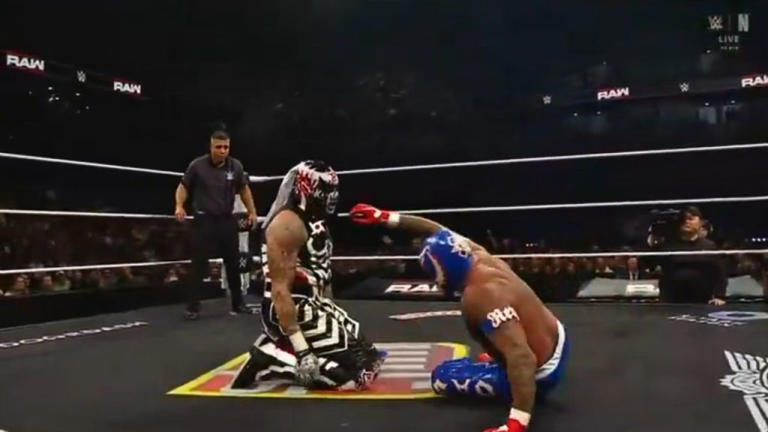 Watch: Rey Mysterio shrugs off scary head-first landing on WWE RAW