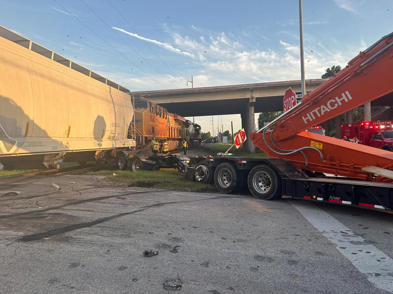 Lufkin police, fire respond to crash between semi-trailer, train