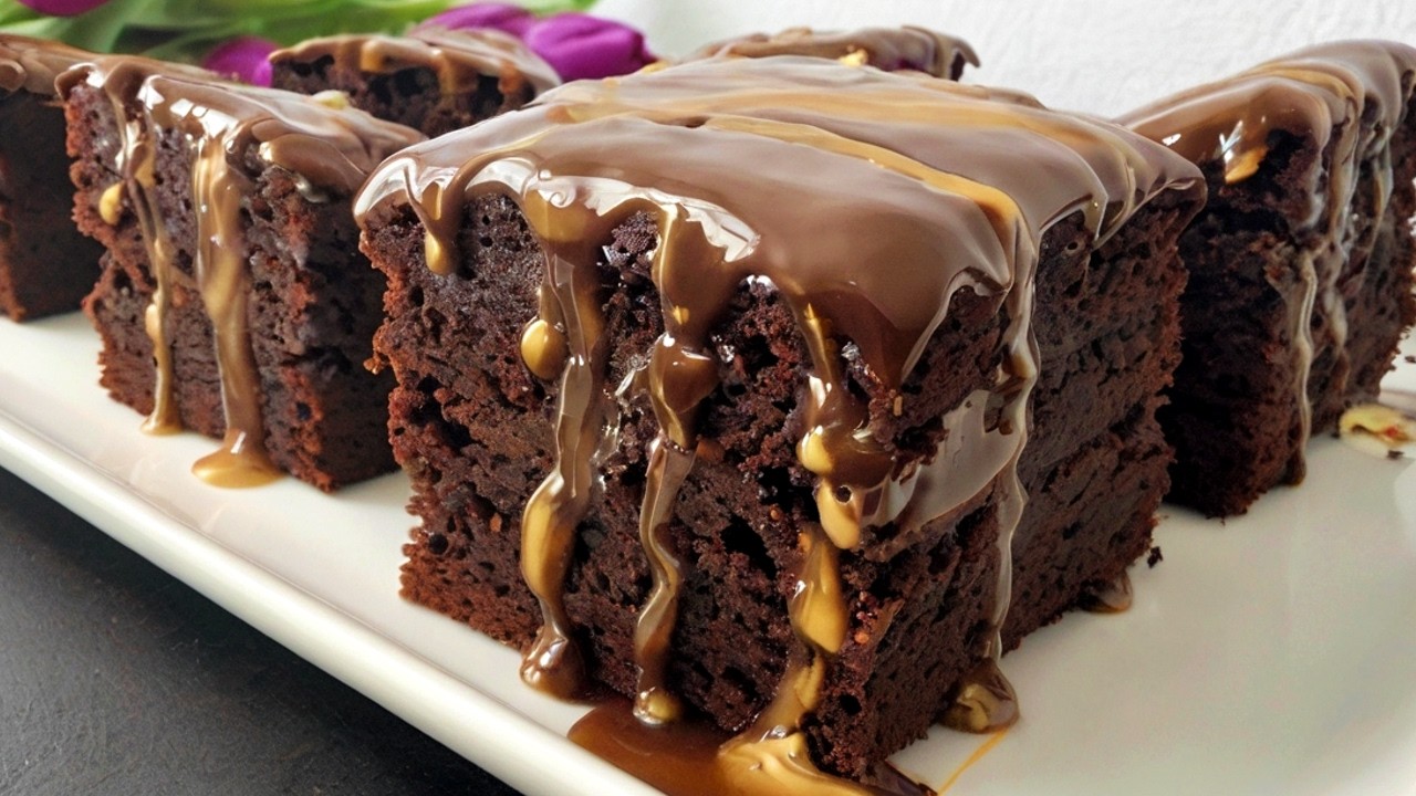 Delicious chocolate caramel cake made fast and easy