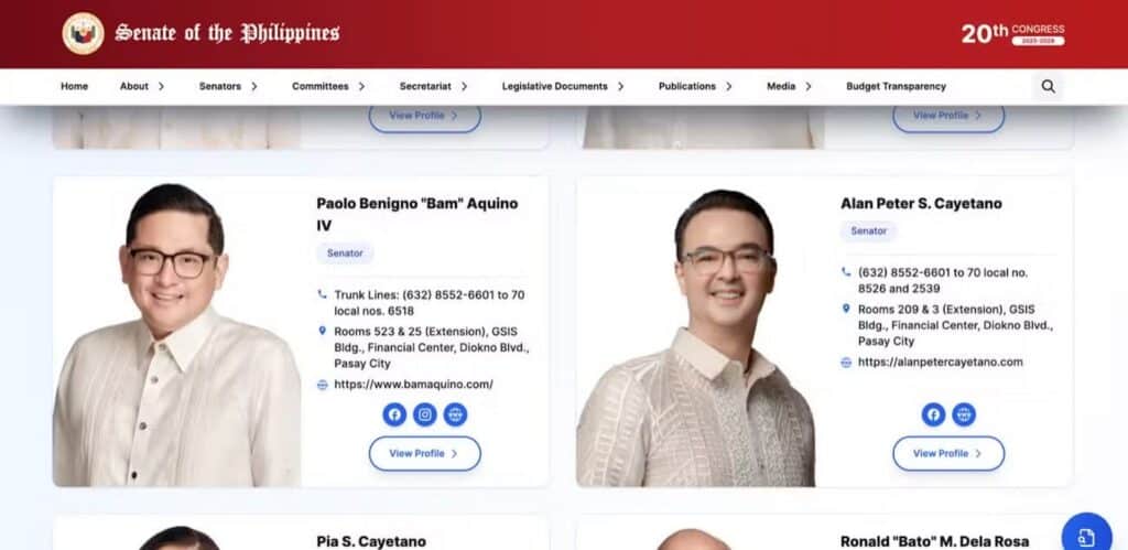 Alan Cayetano’s prexy designation dropped from Senate website