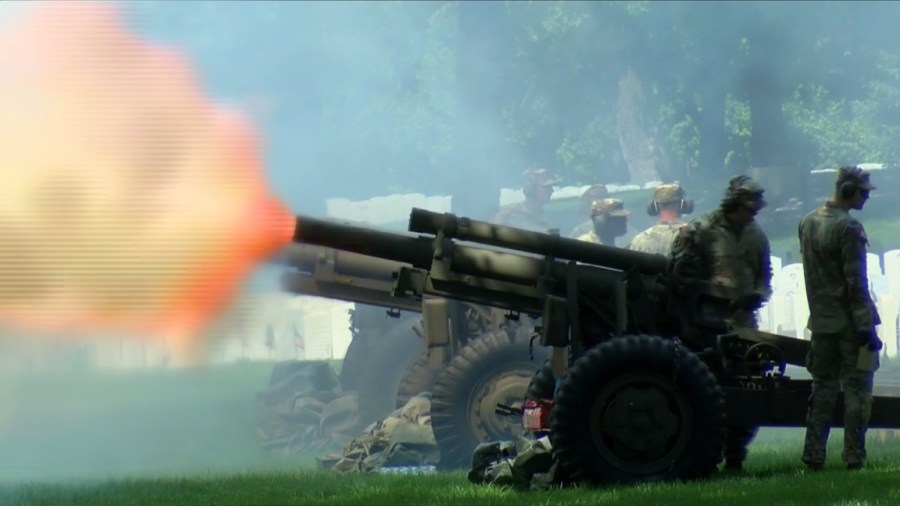 Rock Island Arsenal firing cannons