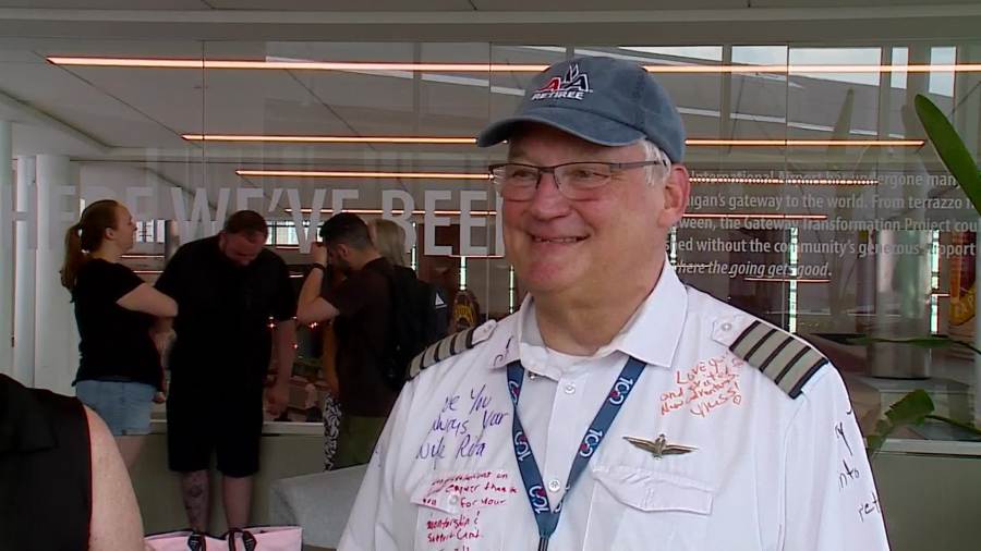 Retiring pilot welcomed back to Ford Airport for last flight