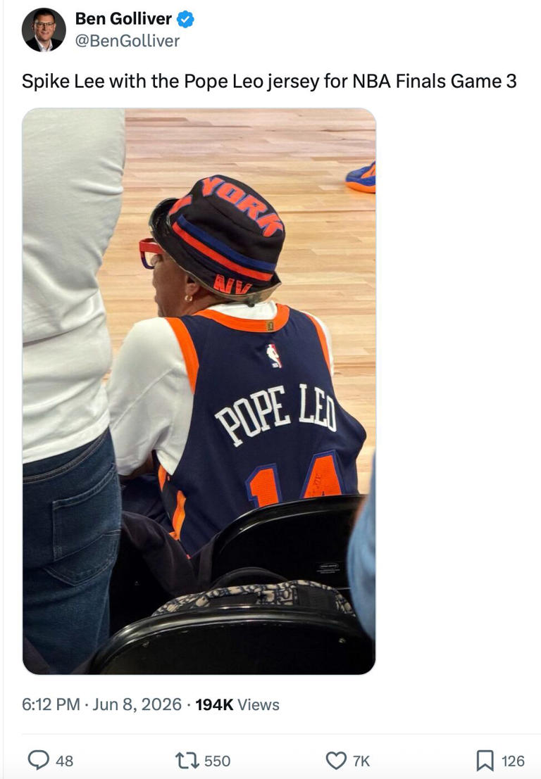 Spike Lee taunts Trump with Pope jersey at NBA Finals