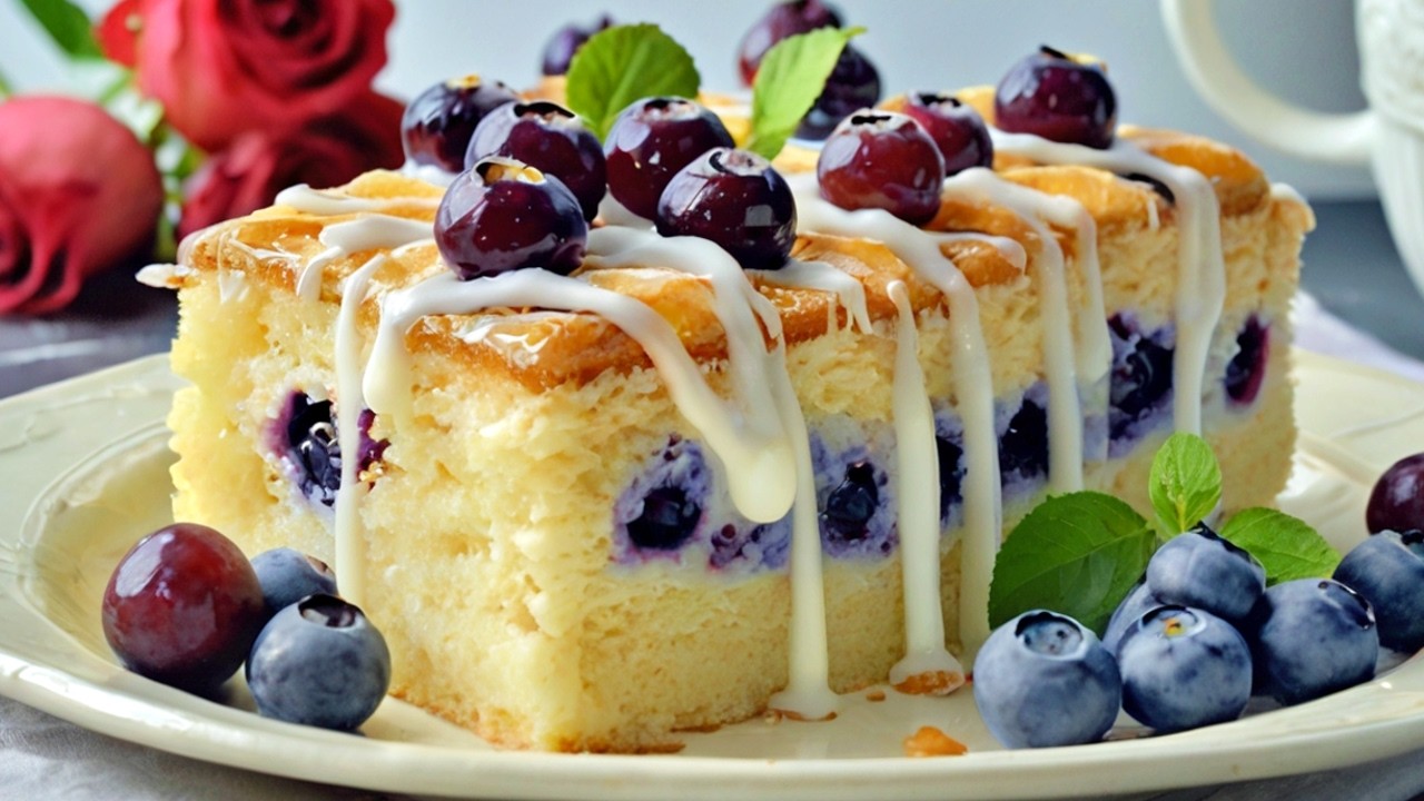 Moist lemon blueberry cake easy homemade dessert