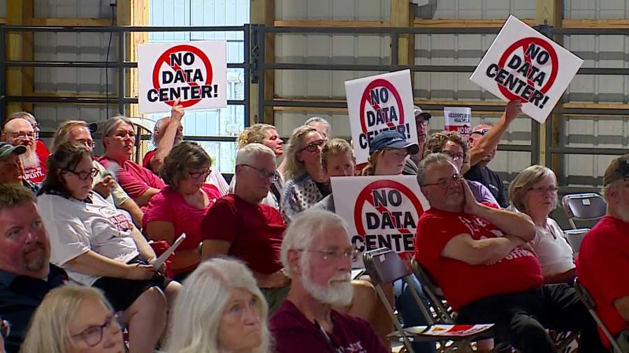 ‘We don’t want this’: Protesters flood Lowell Township data center meeting