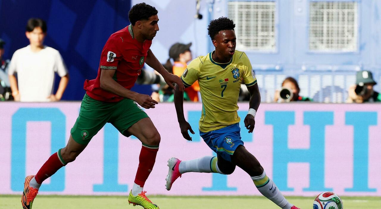 Brasile-Marocco 1-1, pagelle: Vinicius (7) prima prodezza, Bouaddi (6,5 ...