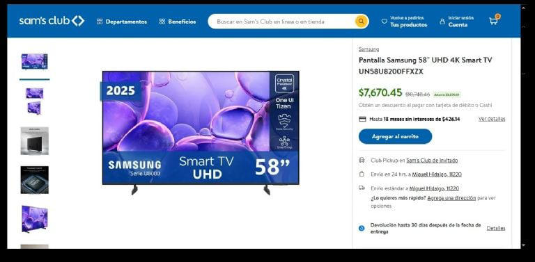 Sam’s Club lanza a precio de regalo smart TV Samsung UHD de 58 pulgadas ...