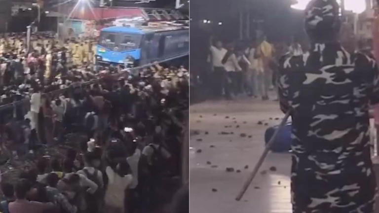 Video: Bihar police aspirants block train, throw stones, cops fire tear gas
