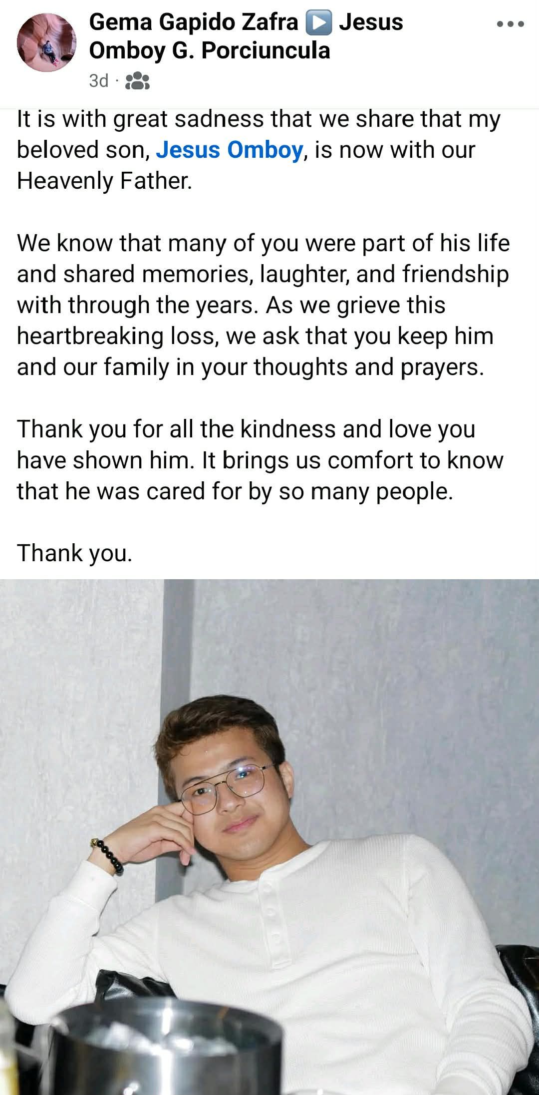 Jerome Ponce mourns the loss of youngest brother Omboy: 'Mahal kita sobra'