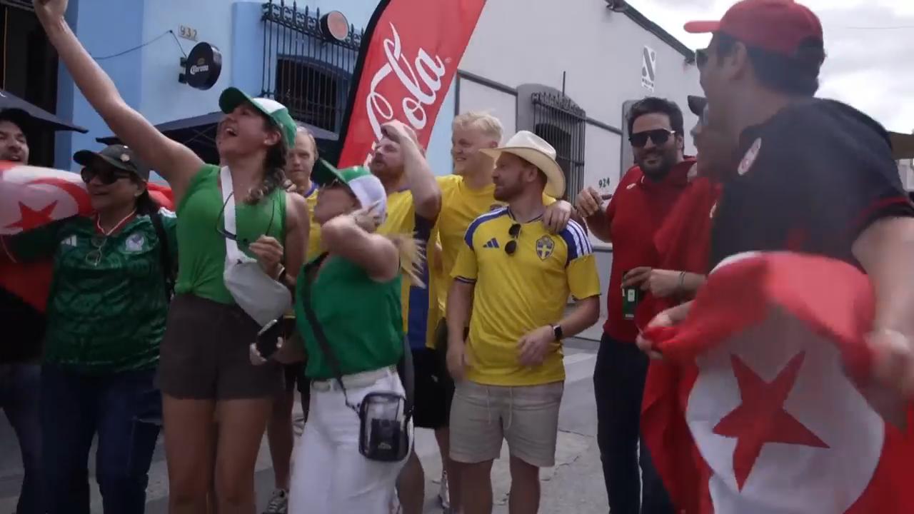 Swedish and Tunisian fans arrive in Monterrey ahead of World Cup match