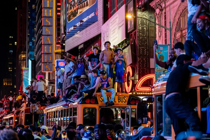 New York City anarchy after Knicks win with arrests, buses climbed, and ...