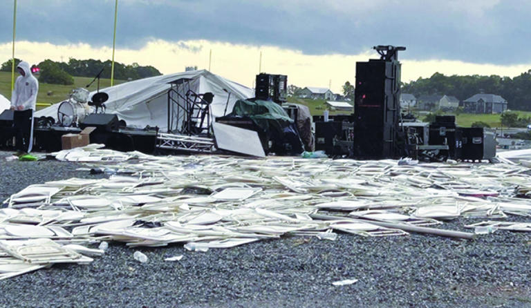 1 dead, 22 injured as storm collapses church tent inVirginia