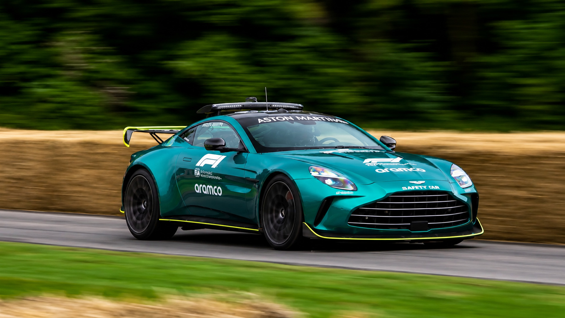 Aston Martin Vantage F1 safety car runs wild on race track