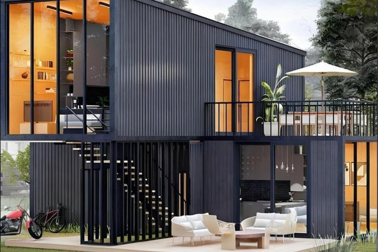 This double-decker tiny home restaurant has floor-to-ceiling windows ...