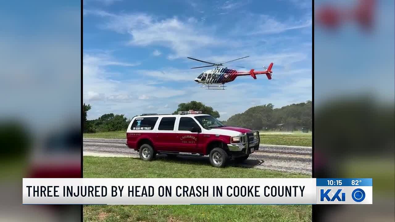 Head-on crash near Callisburg sends three to hospital