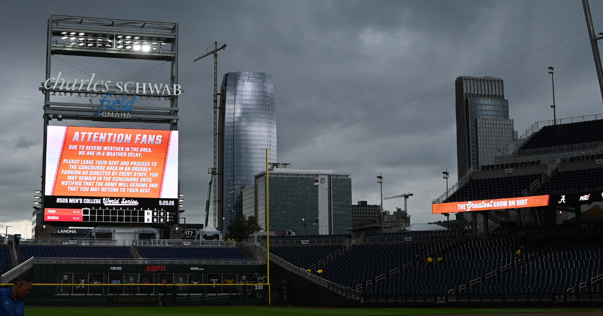 2026 College World Series weather delay: When Georgia vs. Texas game ...