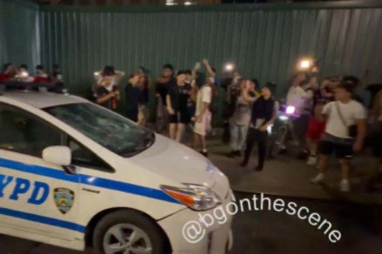 Riot police chase Knicks fans who smash up NYPD car as New York ...