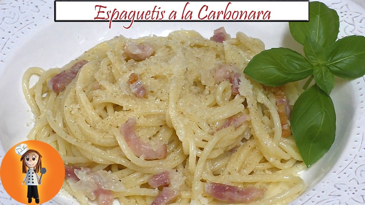 Espaguetis a la carbonara con nata | Receta de cocina en familia