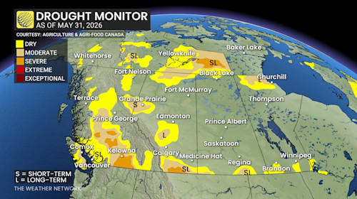 Abnormally dry conditions cover a quarter of Canada to start summer