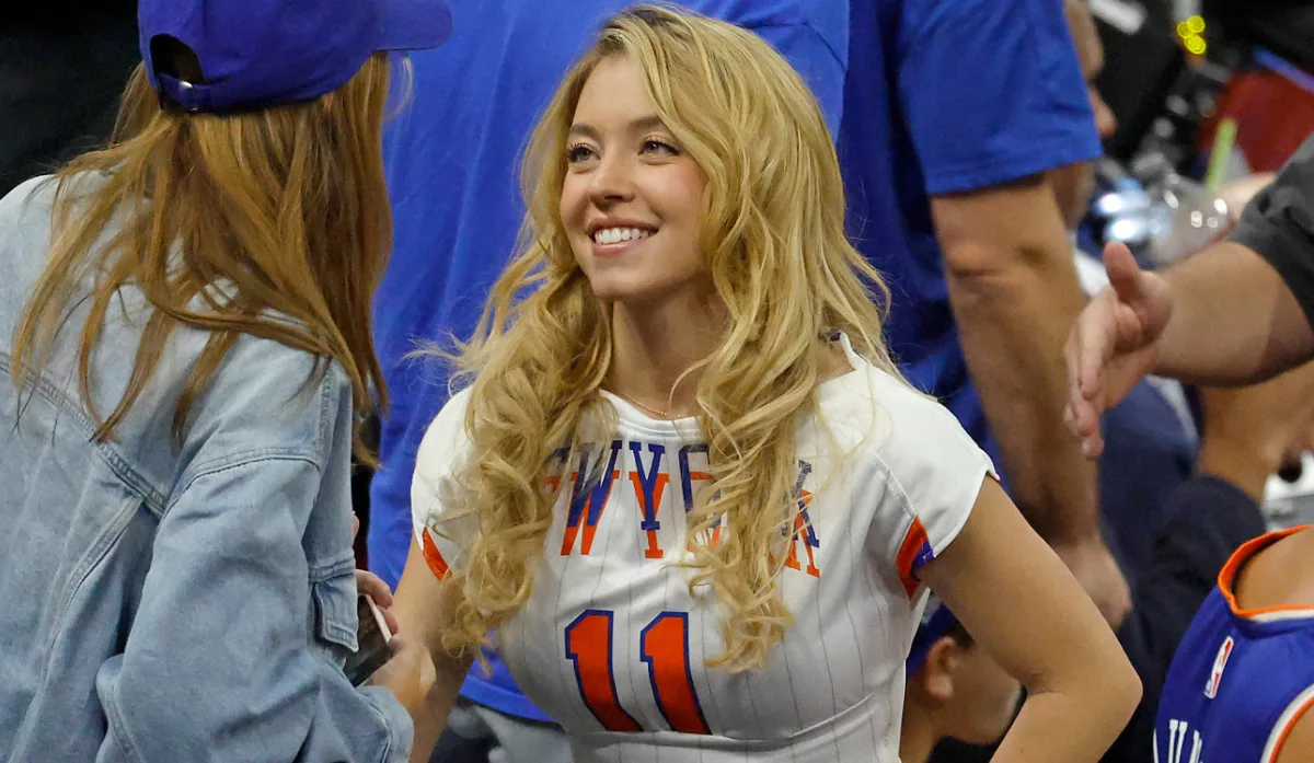 Sydney Sweeney stuns courtside in custom Brunson jersey at Game 5
