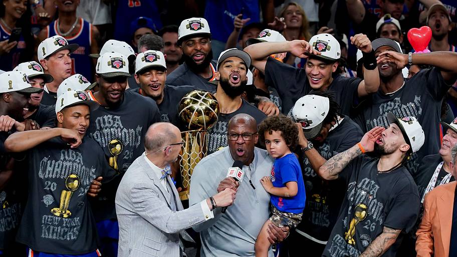 Best moments from Knicks’ postgame celebration after winning NBA ...