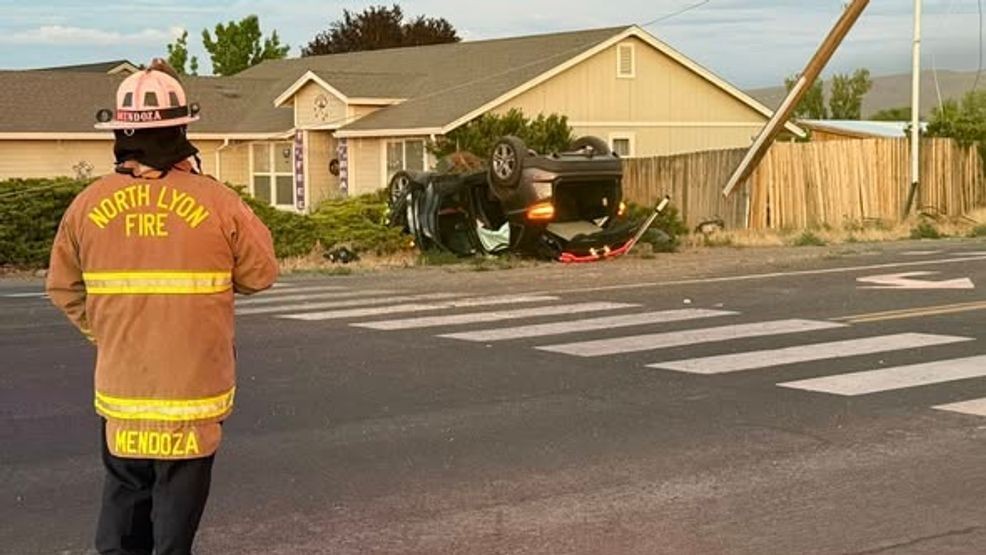 Rollover crash near Farm District Road in Fernley damages power and ...