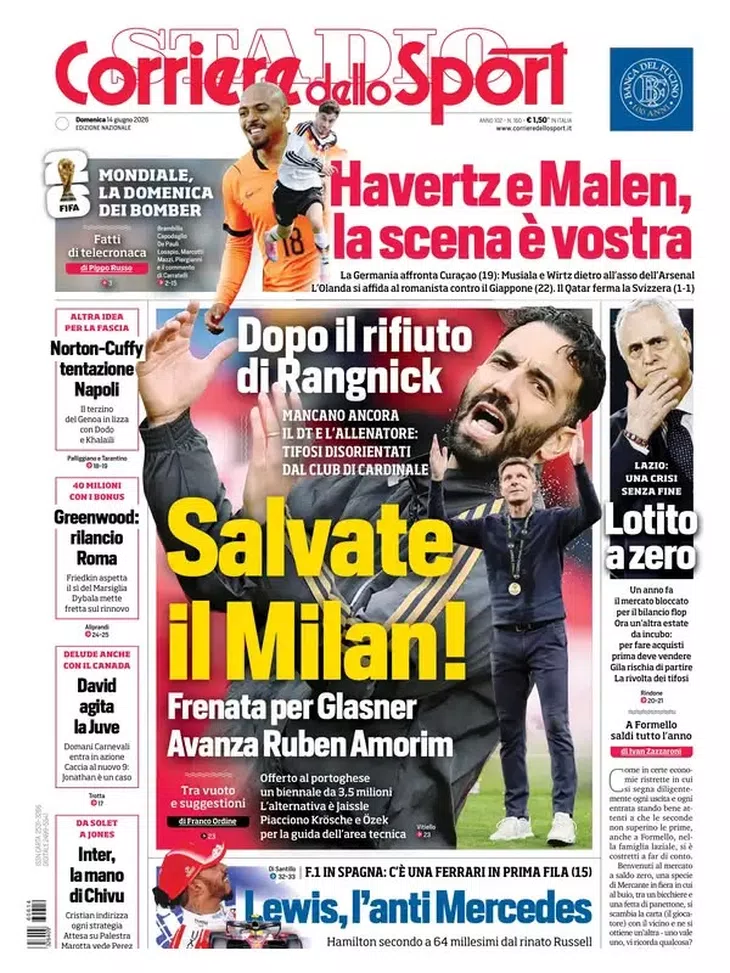 Le prime pagine dei quotidiani sportivi: “Salvate il Milan, pressing su ...