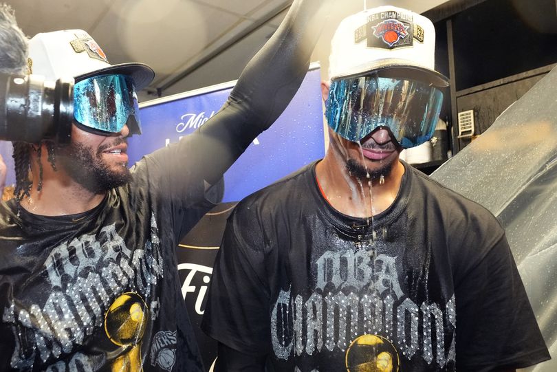 Inside wild Knicks celebrations in locker room as Jalen Brunson leads ...