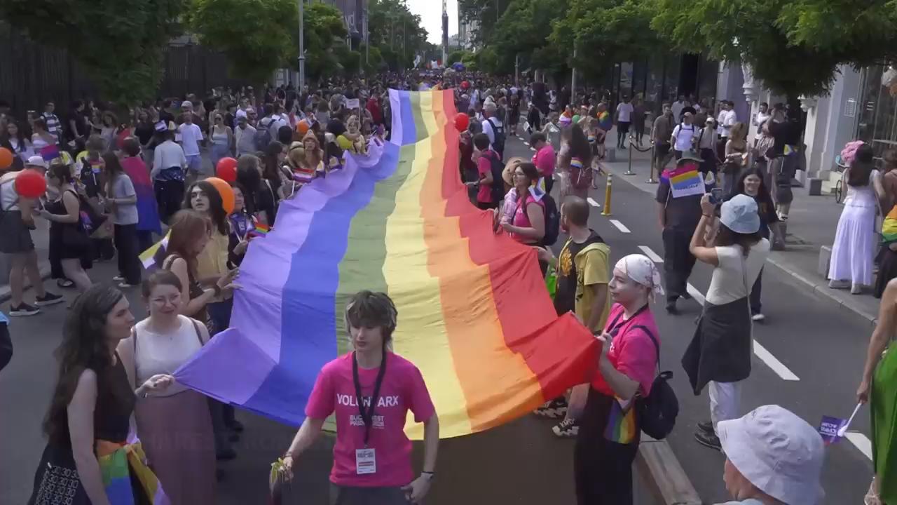 Tens of thousands take to the streets of Bucharest for pride parade
