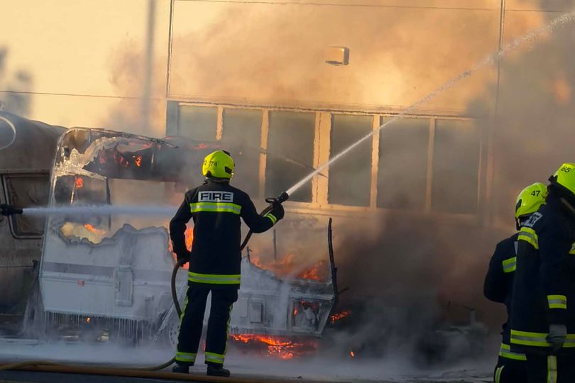 Evacuated Glastonbury Tesco shuts after caravan inferno