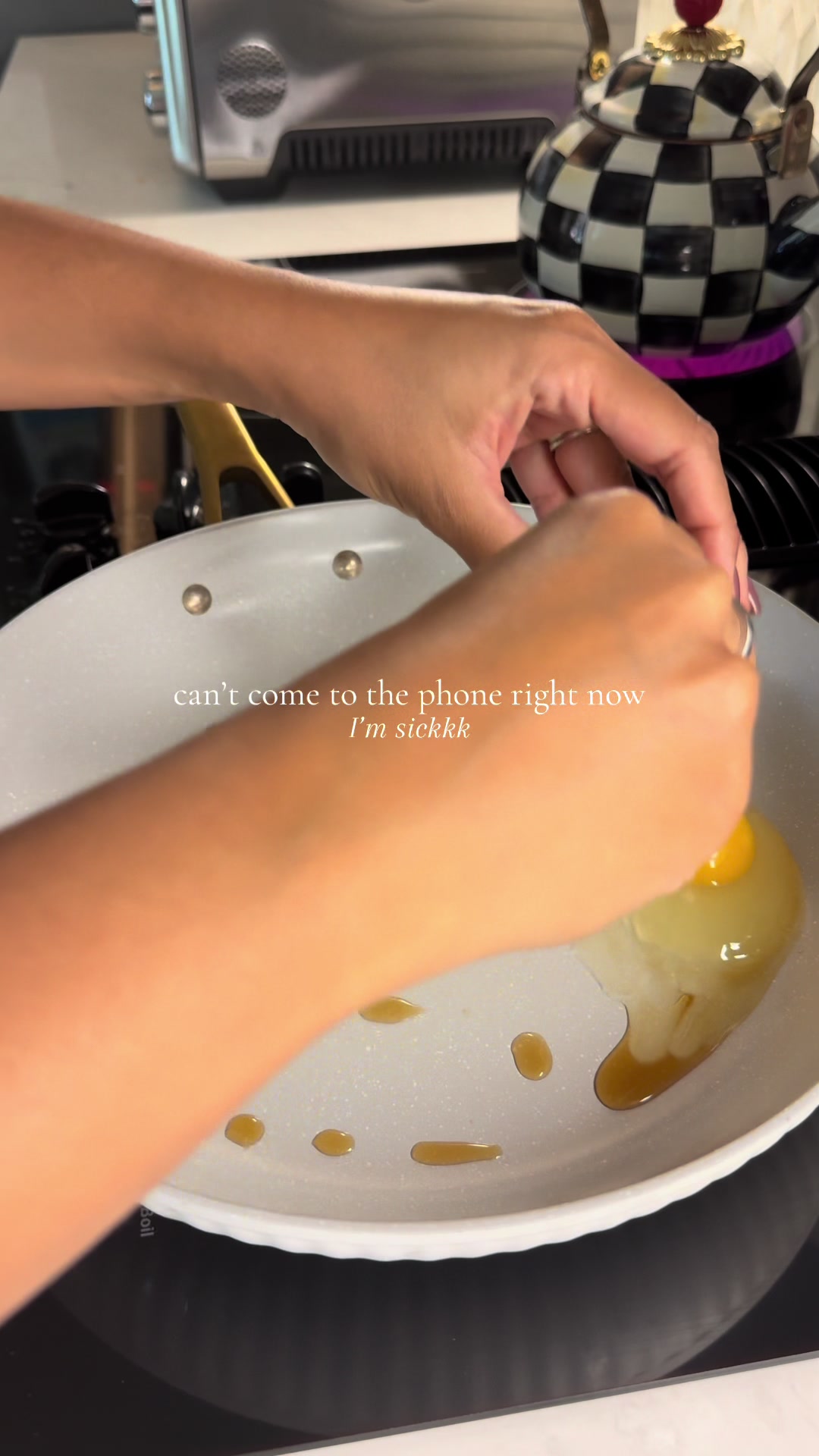 Making a simple breakfast egg in the pan on a morning I am feeling ...