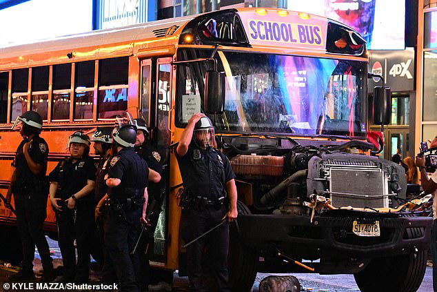 New York descends into chaos as fans rip apart school bus and teen is ...