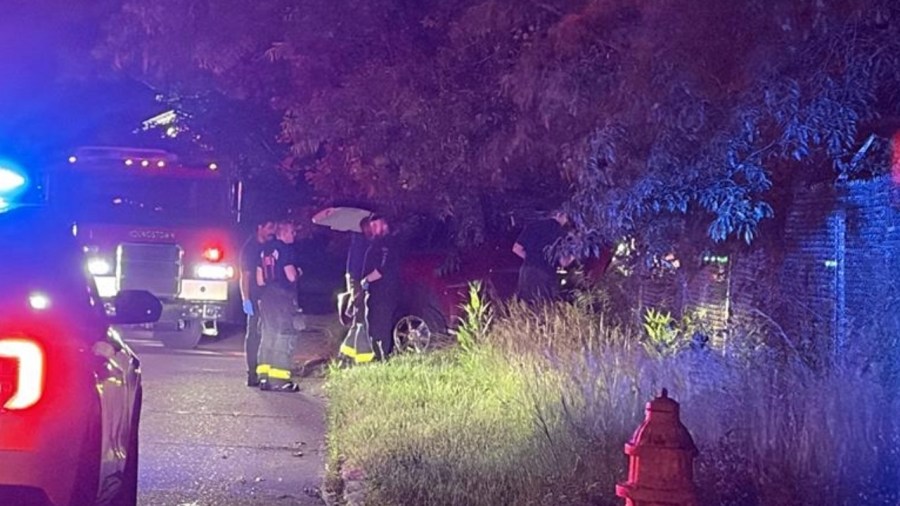 Car drives into fence, driver flees in overnight crash
