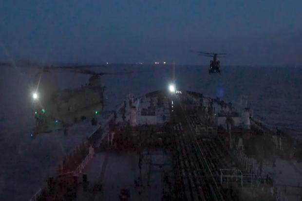 Video footage shows Royal Marines boarding Russian shadow fleet vessel
