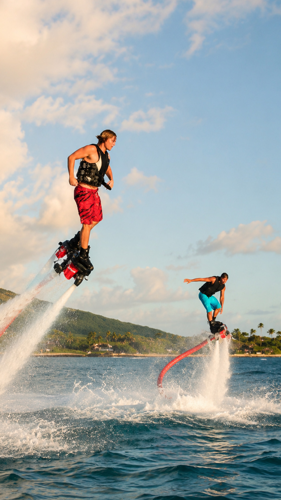 Gliding above the surface on a water hoverboard