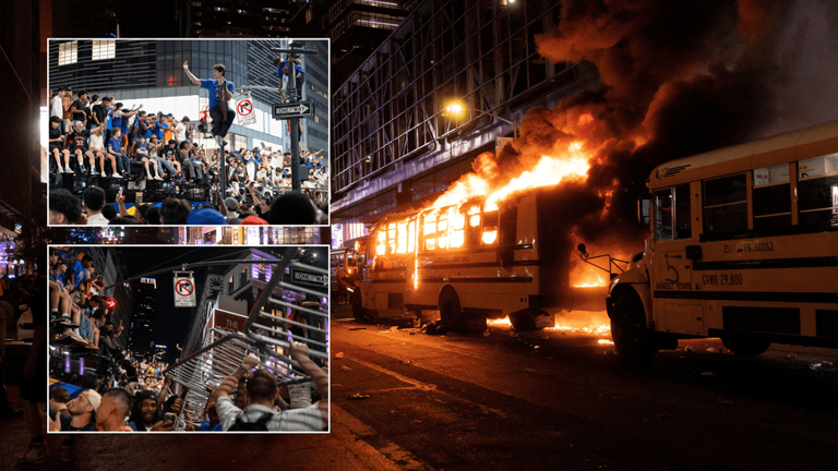 New York streets descend into chaos after Knicks win NBA Finals