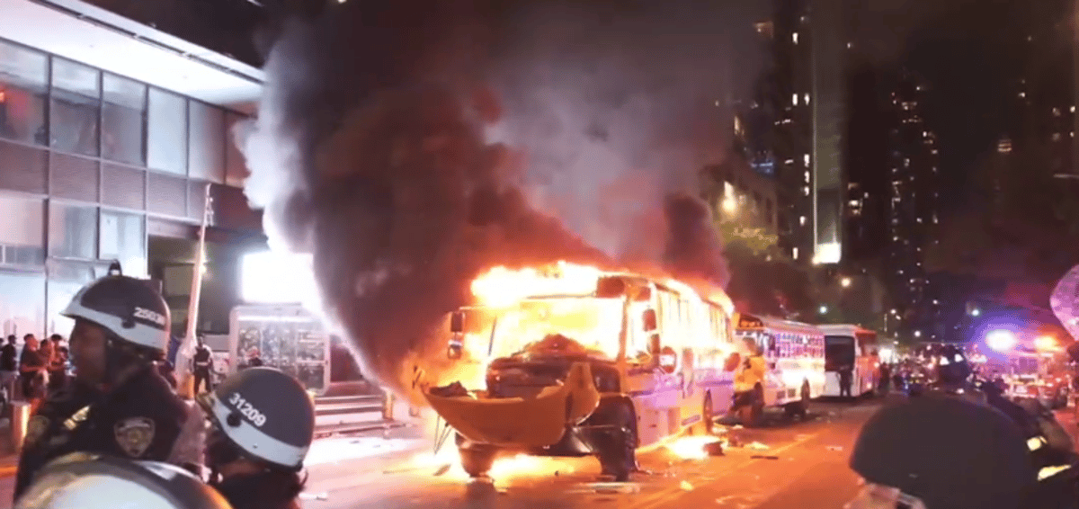 World Cup bus set on fire in New York as Knicks' NBA win sparks chaos