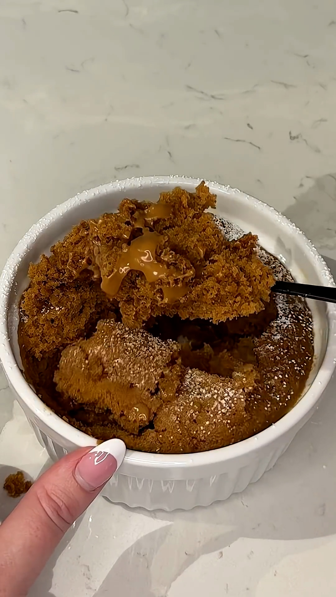 Cookie butter, eggs, and chocolate create a molten center cake