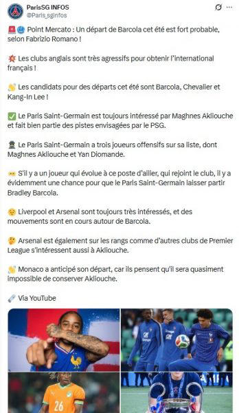 Transfer – Is Barcola leaving? A hot topic reignited at PSG