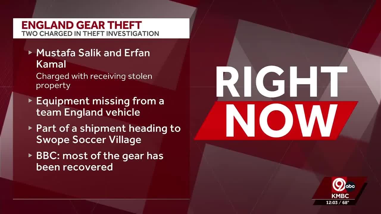 Two charged after $18,000 in England team gear recovered in Kansas City