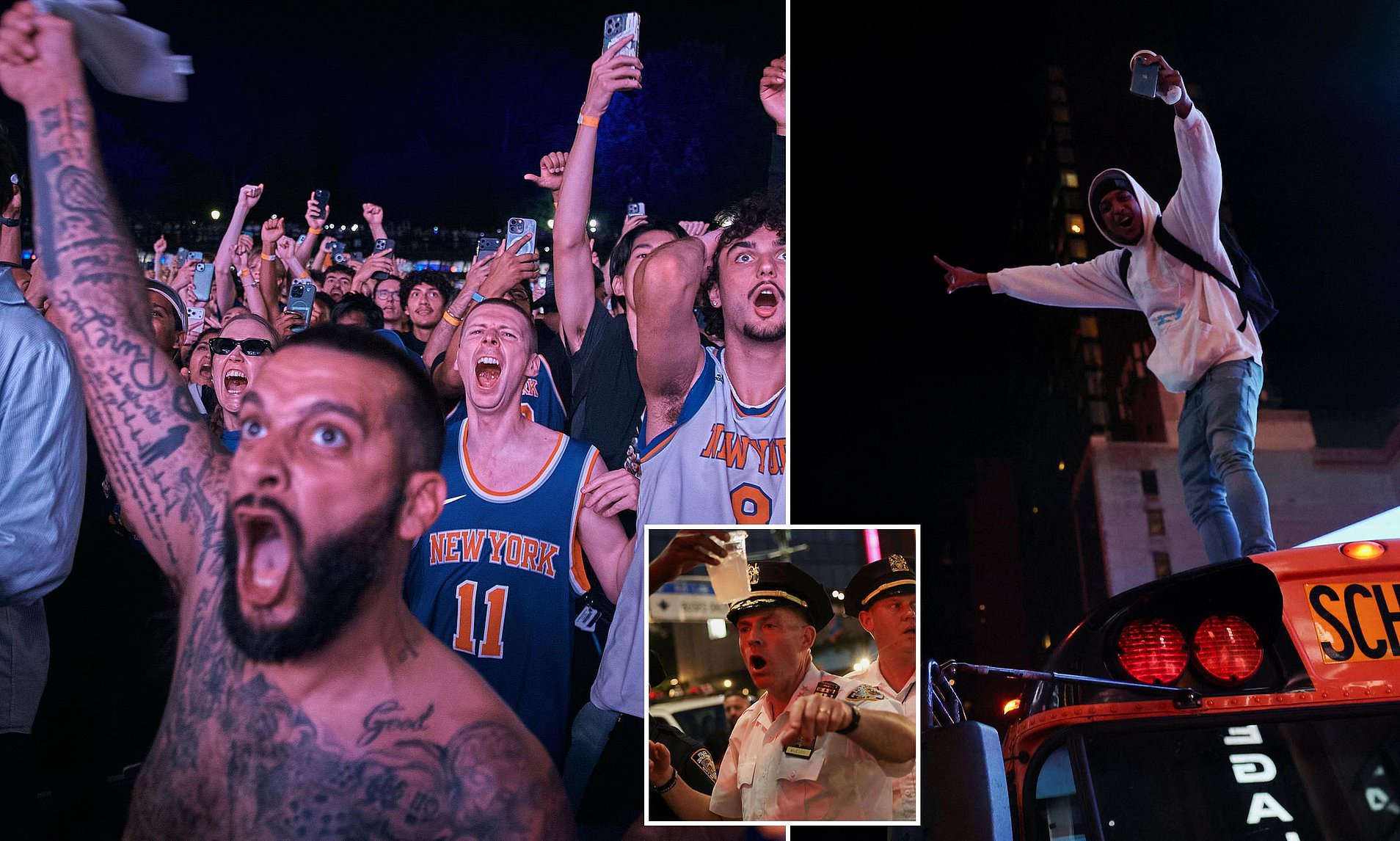 New York descends into chaos as fans jump on cop cars and buses after ...