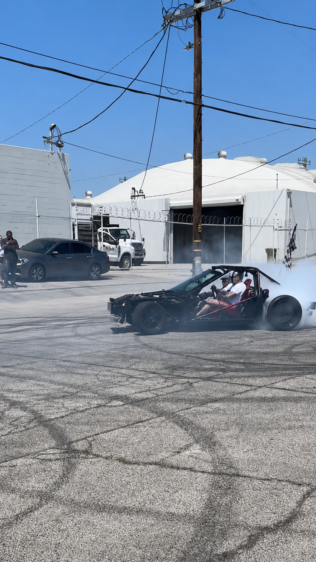 Corvette cart drifts hard on open road