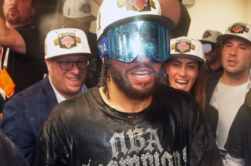 Inside wild Knicks celebrations in locker room as Jalen Brunson leads ...