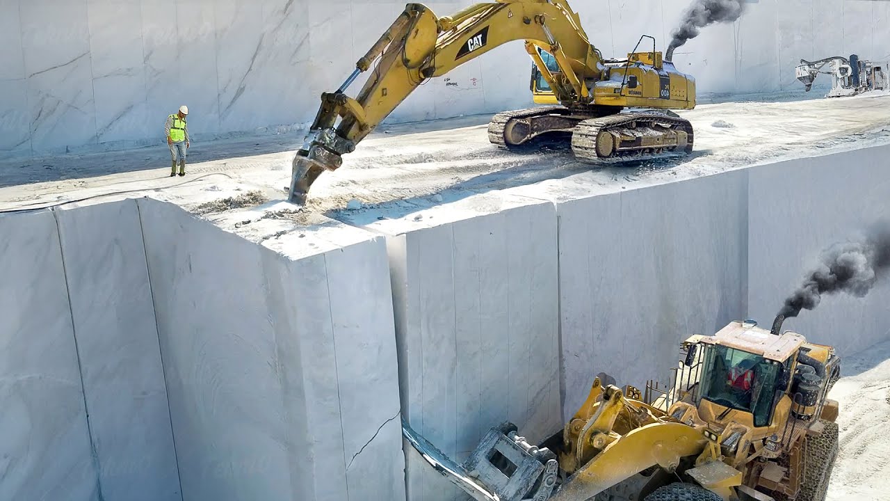 Extreme process of extracting million $ marble from deep quarry