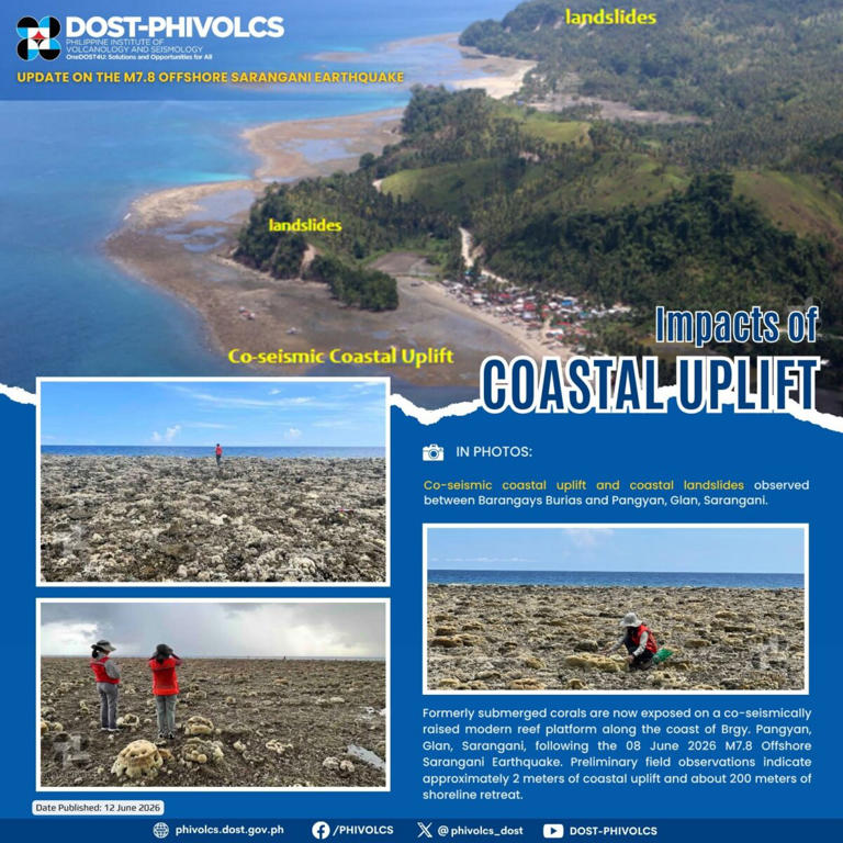 Coastal uplift seen in Sarangani, Davao Occ. after Mindanao earthquake