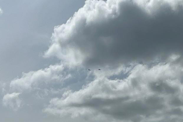 Two military helicopters soar over Worcestershire