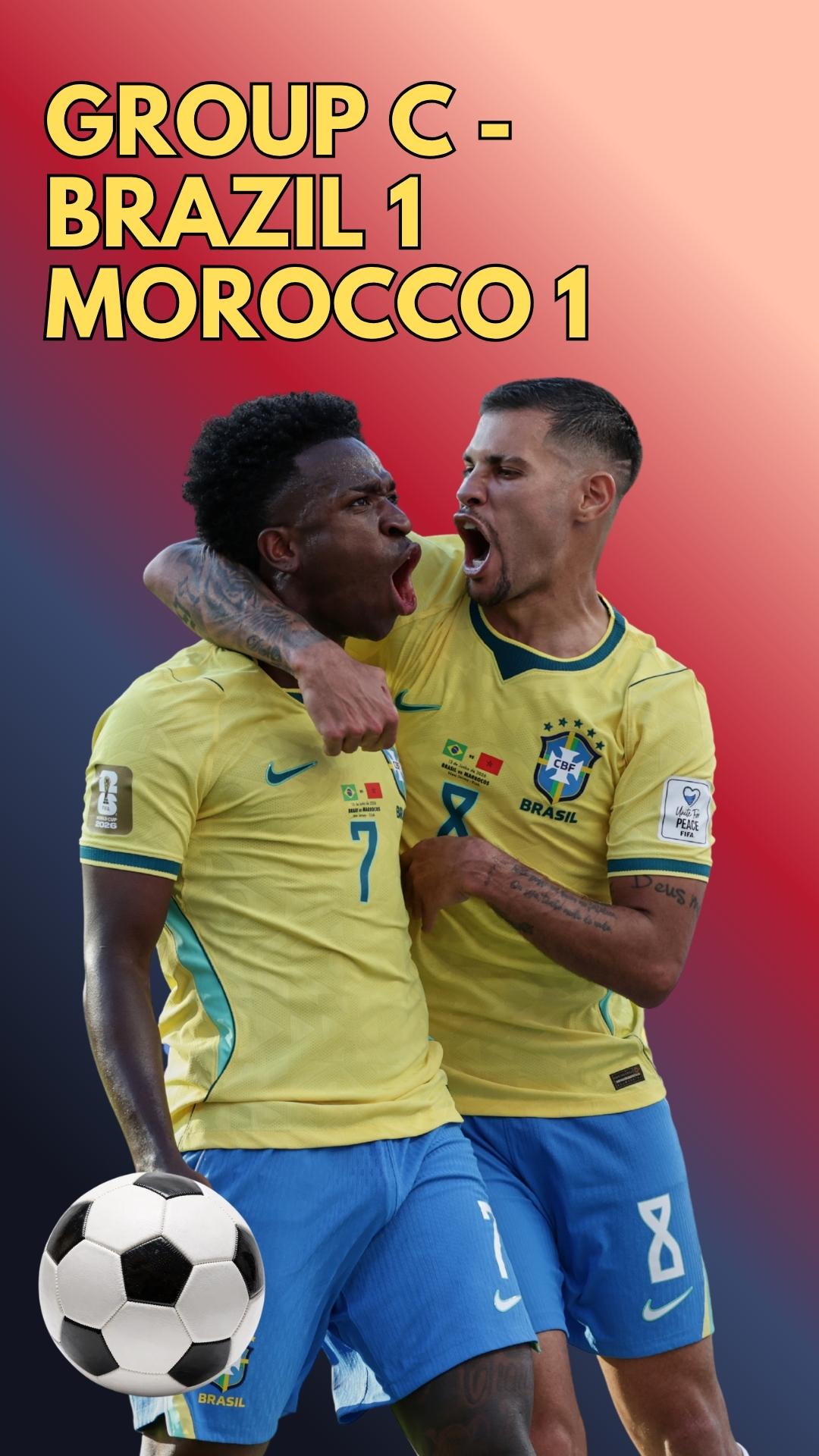 Brazil held to a 1-1 draw by Morocco in their World Cup opener